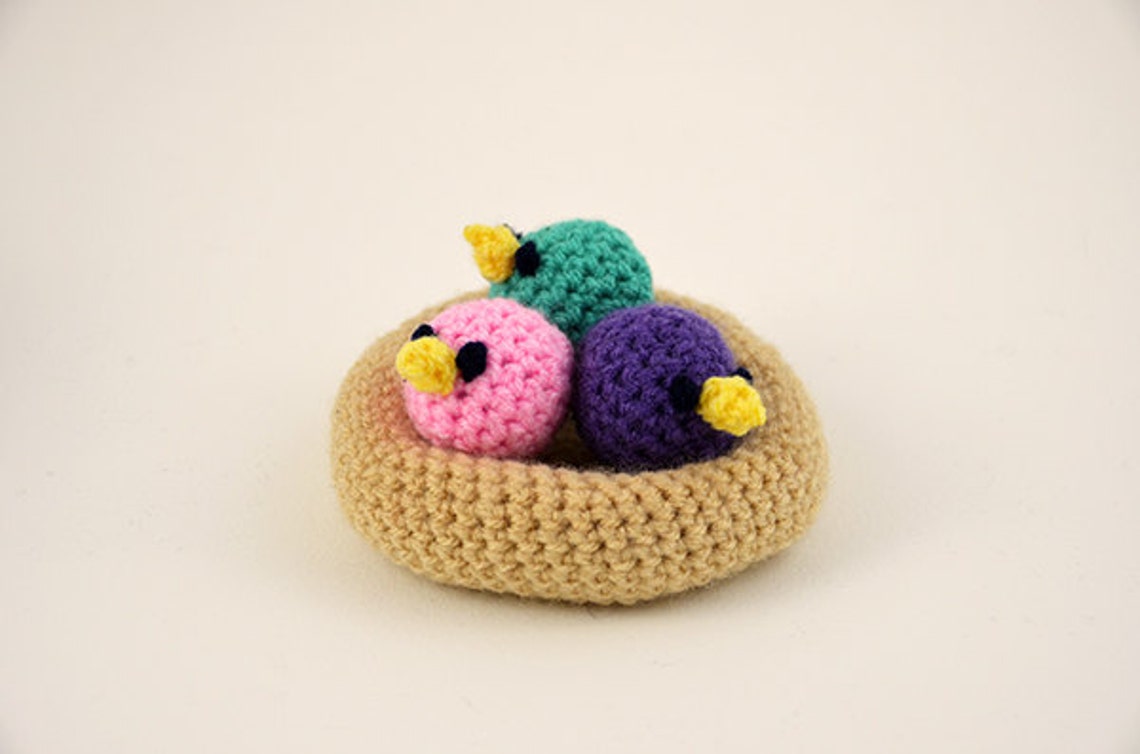 Bird With Nest Crochet Pattern Bird Crochet Pattern Chicks | Etsy