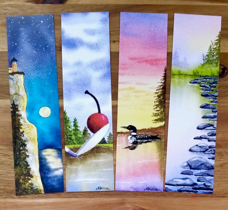 ART PRINT Minnesota Themed Bookmarks, Watercolor Bookmarks, Four ...