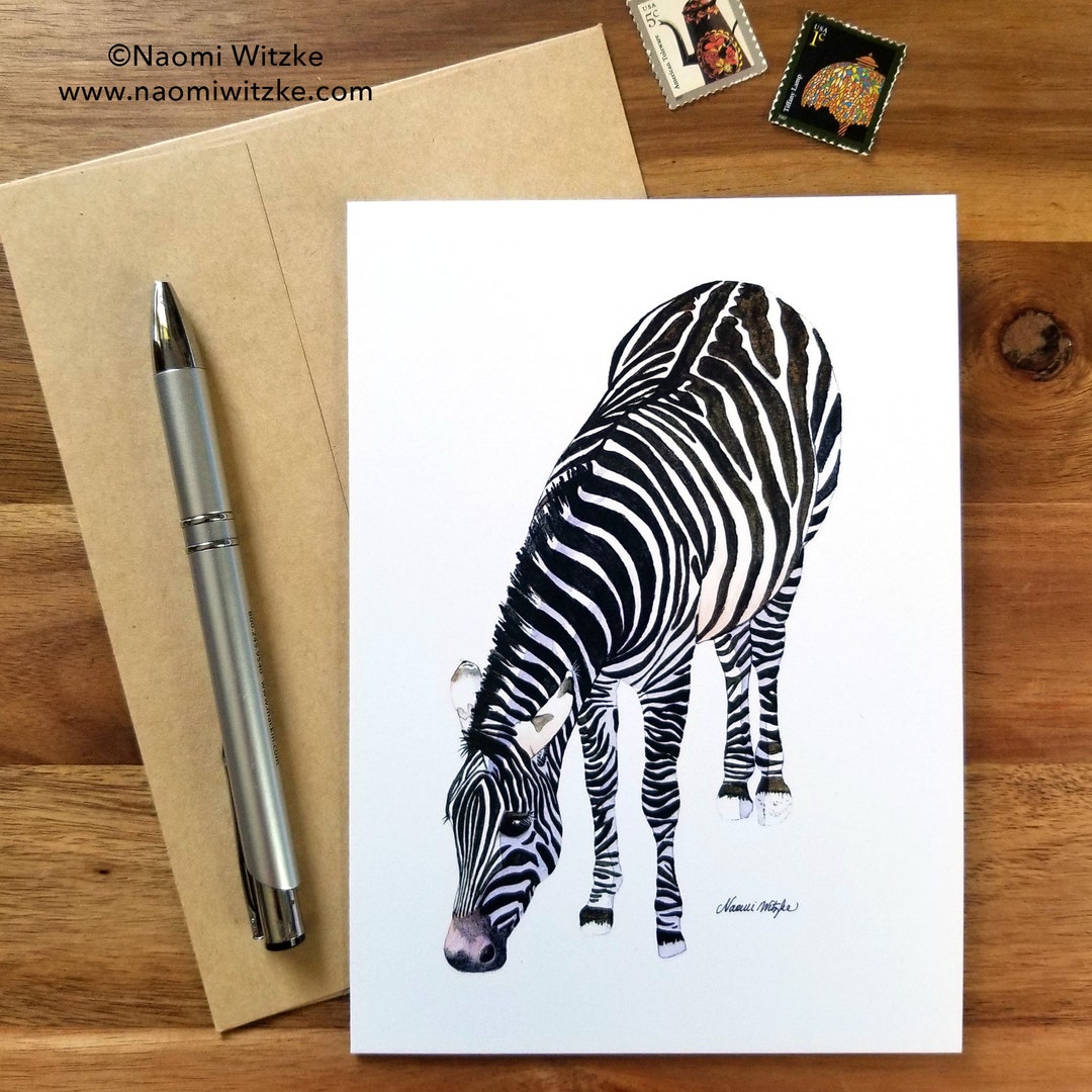 Watercolor Zebra Greeting Card: African Wildlife Art, 5x7 Blank Card - Etsy