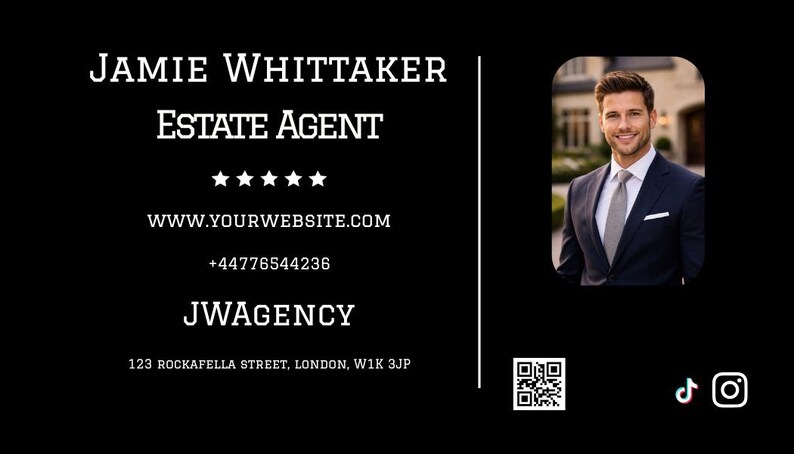 Luxury Real Estate Business Card Template | Editable Canva Realtor ...