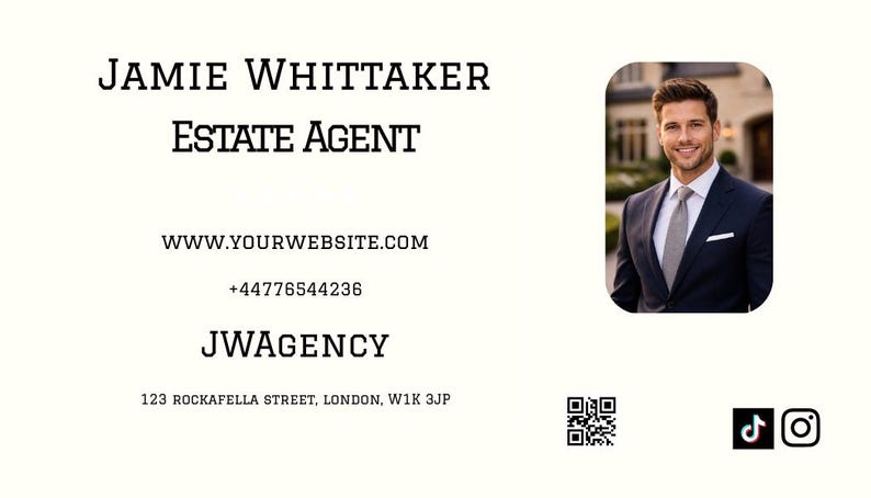 Luxury Real Estate Business Card Template | Editable Canva Realtor ...