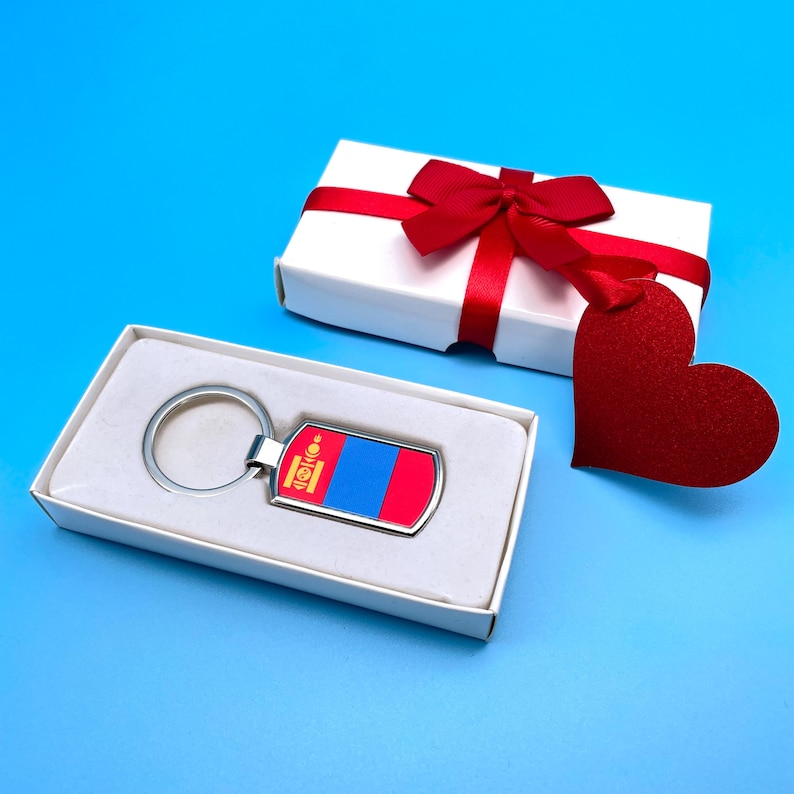 Mongolia Flag Keychain – Laser Engraved Stainless Steel Gift Boxed ...