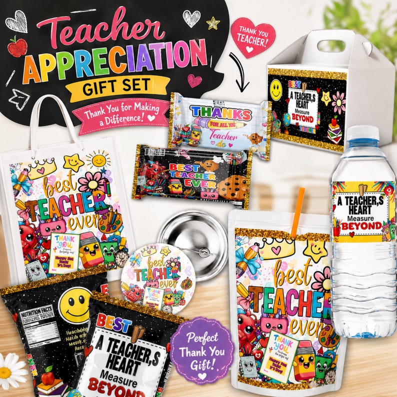 Teacher Appreciation Week Bundle, Editable Party Favor Templates, Thank ...