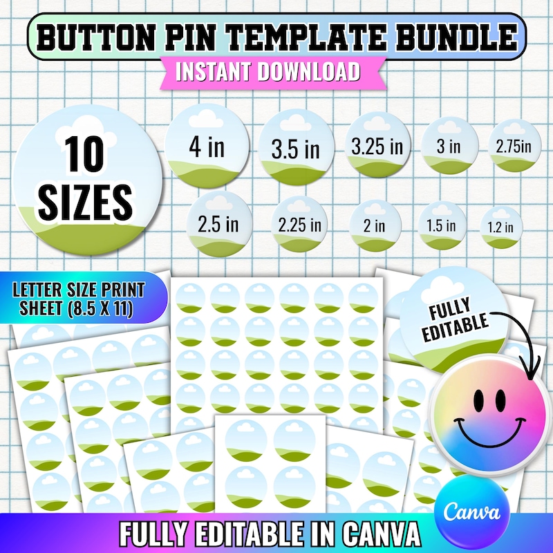 1.25" Button Templates - Etsy