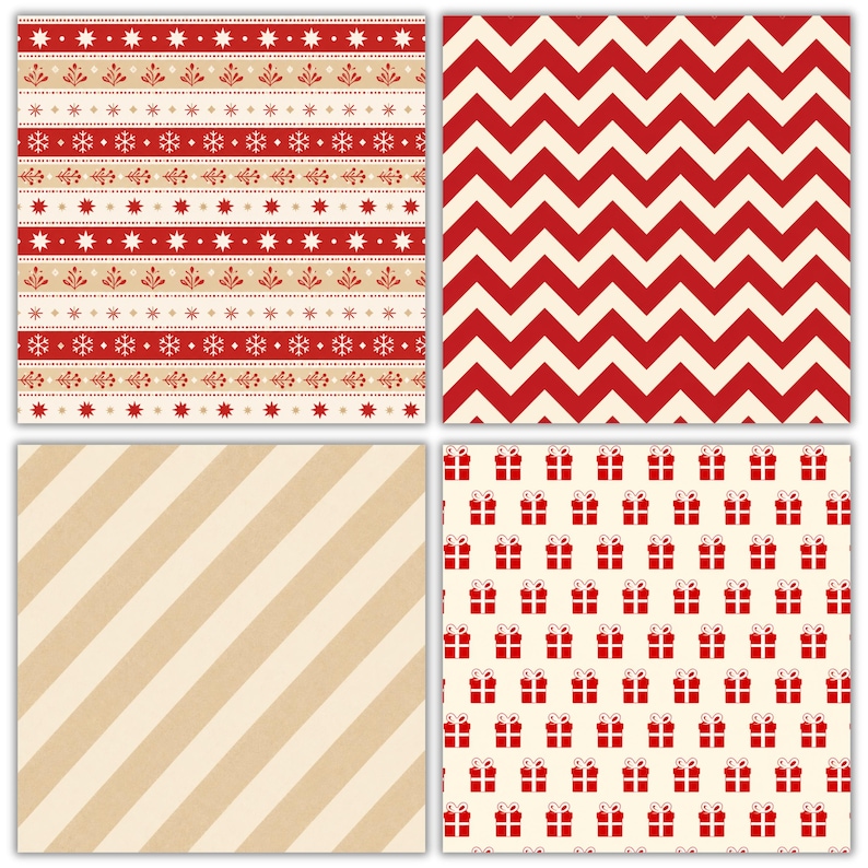 Christmas Digital Papers Bundle, Vintage Christmas Backgrounds, Festive ...