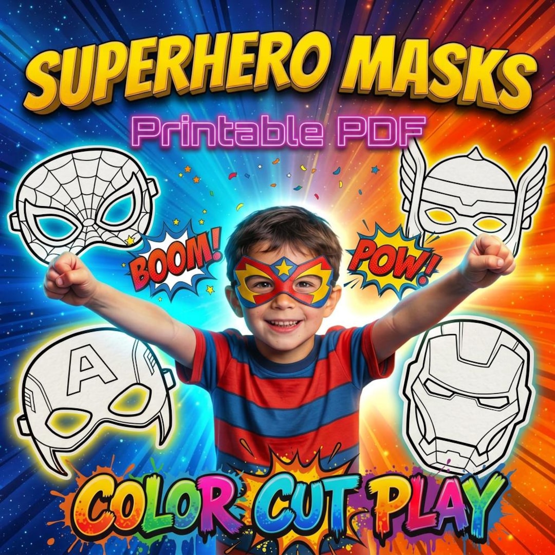 Superhero Masks Printable for Kids - Coloring Mask Templates - Color ...