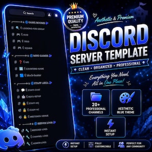Blue Aesthetic Discord Server Template for Gaming Community | Premium ...