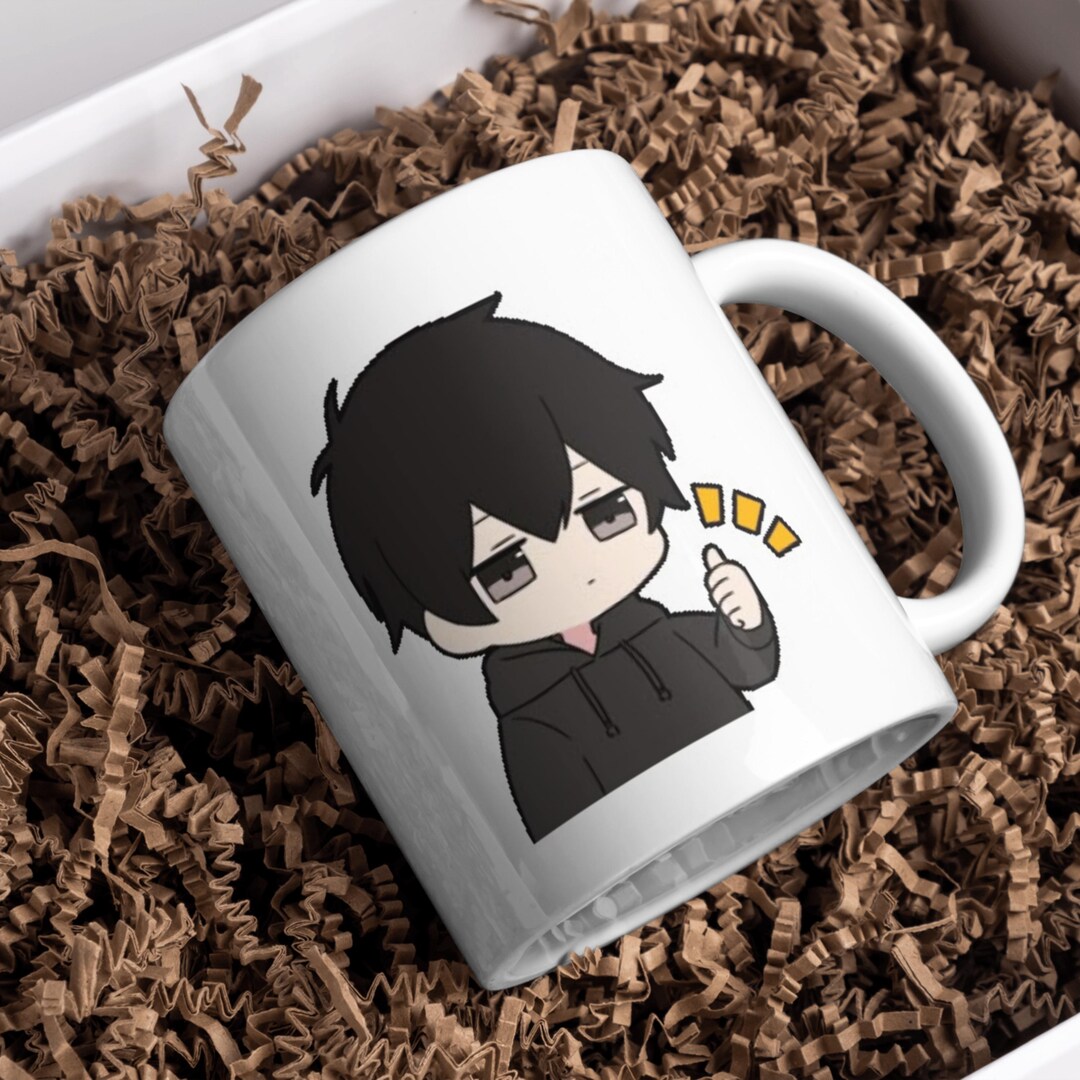 Chibi Thumbs up Mug Cute Anime Mug Black Hoodie Mug Kawaii Character ...