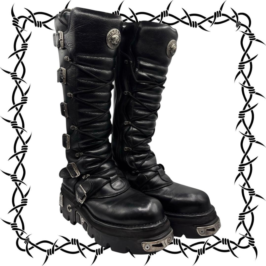 Vintage New Rock Knee High Reactor Leather Boots - Etsy