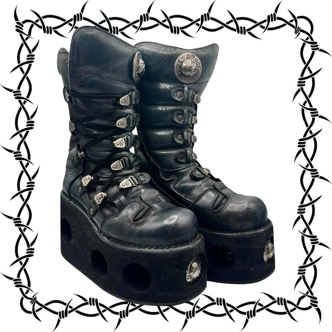 Vintage 90s New Rock Midnight Green Colored Neptuno Platform Boots. - Etsy