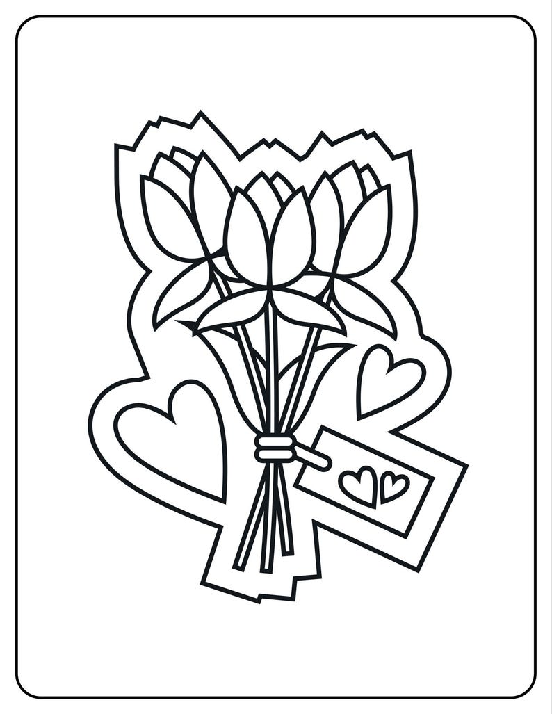 12 Valentine’s Day Coloring Pages - Etsy