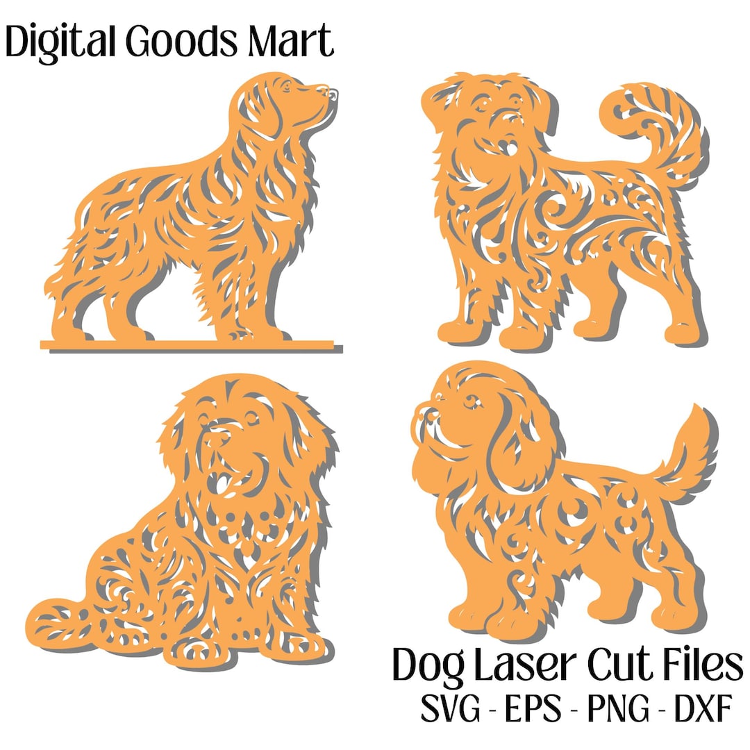 Dog Laser Cut Files Bundle for CNC & Laser Cutting, Dog SVG Cut Files ...