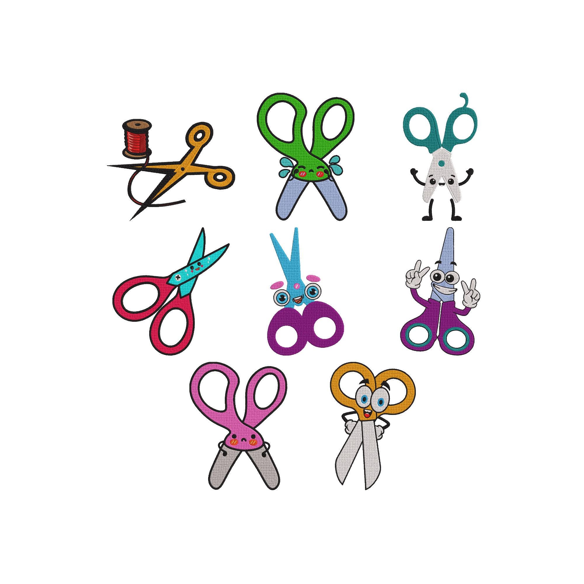 Scissors Embroidery Design, Cute Scissors Embroidery, Scissors Bundle ...