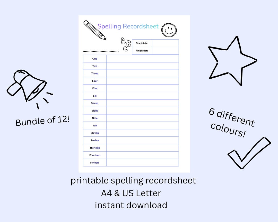 Spelling Record Sheet Printable | Teacher & Practitioner Resource | A4 ...