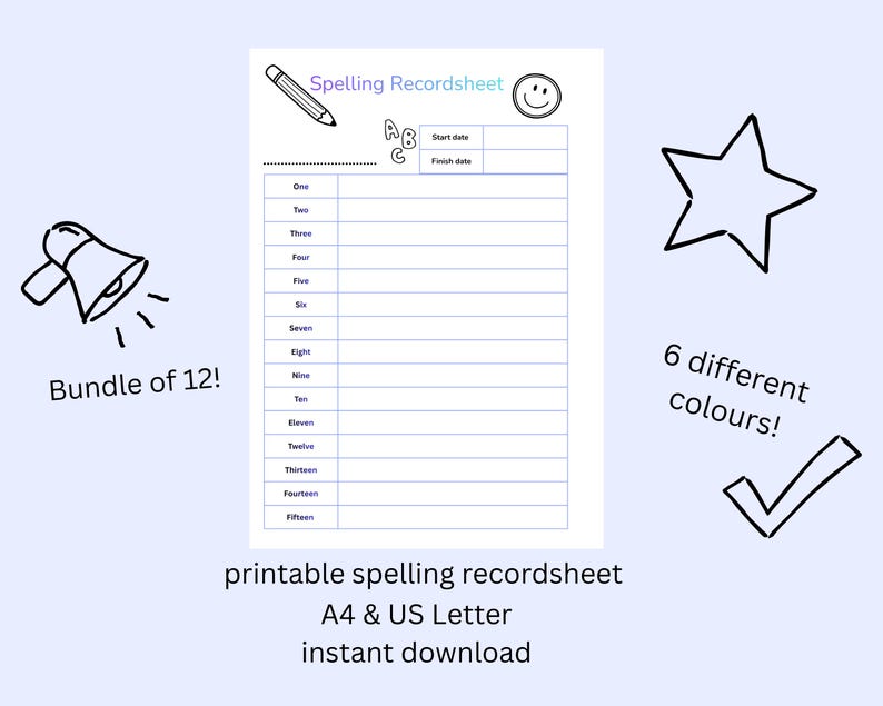 Spelling Record Sheet Printable | Teacher & Practitioner Resource | A4 ...