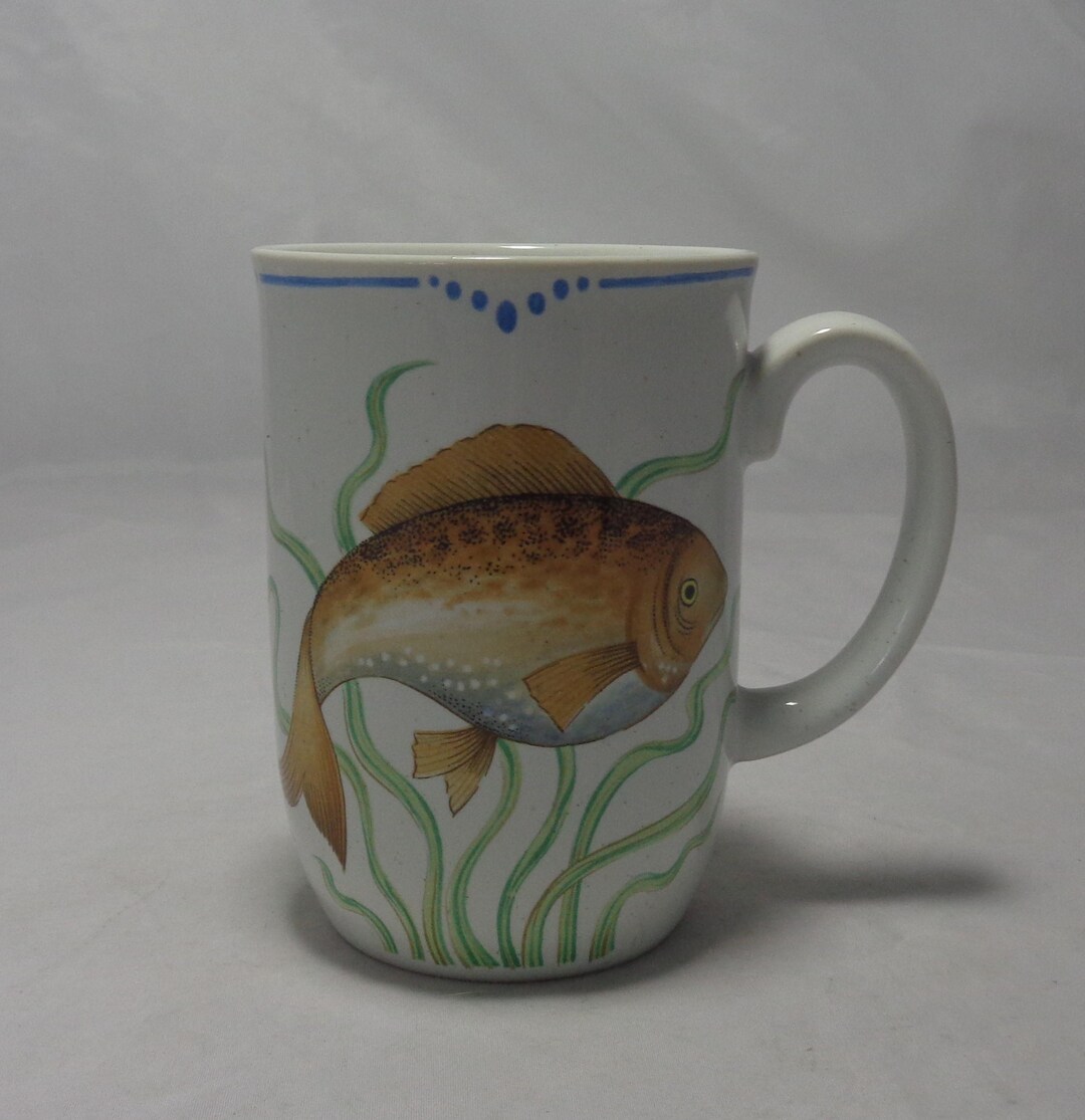 Fitz and Floyd la Mer Coffee/tea Mug 1979 Brown, Yelllow, Blue Fish - Etsy