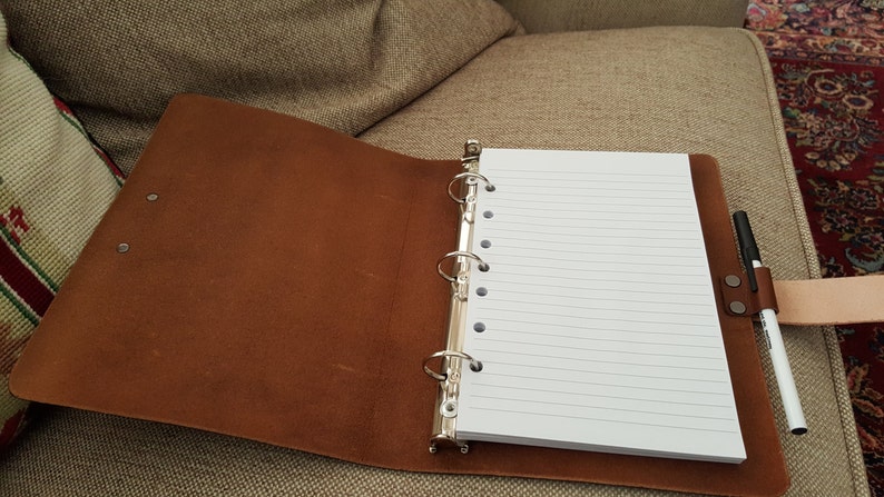 Genuine Leather 3 Ring Notebook 8-1/2 X 11 Paper | Etsy
