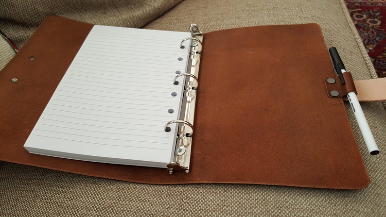 Genuine Leather 3 Ring Notebook 8-1/2 X 11 Paper | Etsy