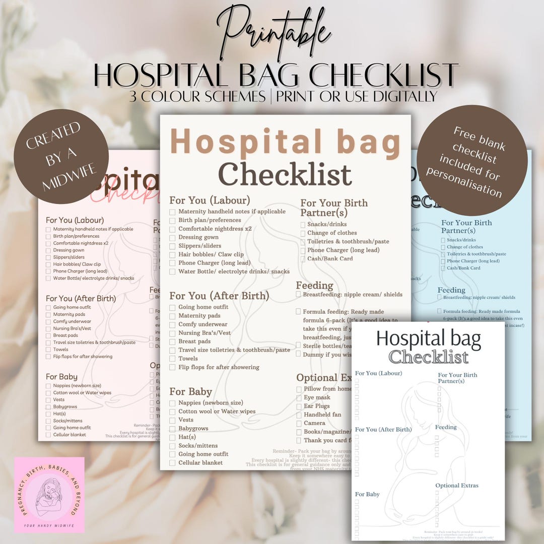 Hospital Bag Checklist | Nhs-friendly | Printable Pregnancy PDF - Etsy