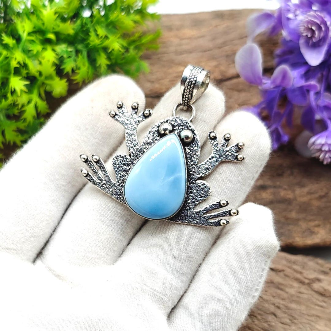 Fully Handmade Blue Opal Vintage Frog Necklace, Boho Women Stylish ...