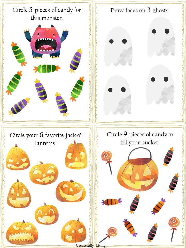 Halloween Math Worksheets- Preschool, Kindergarten, 1st Grade - Etsy