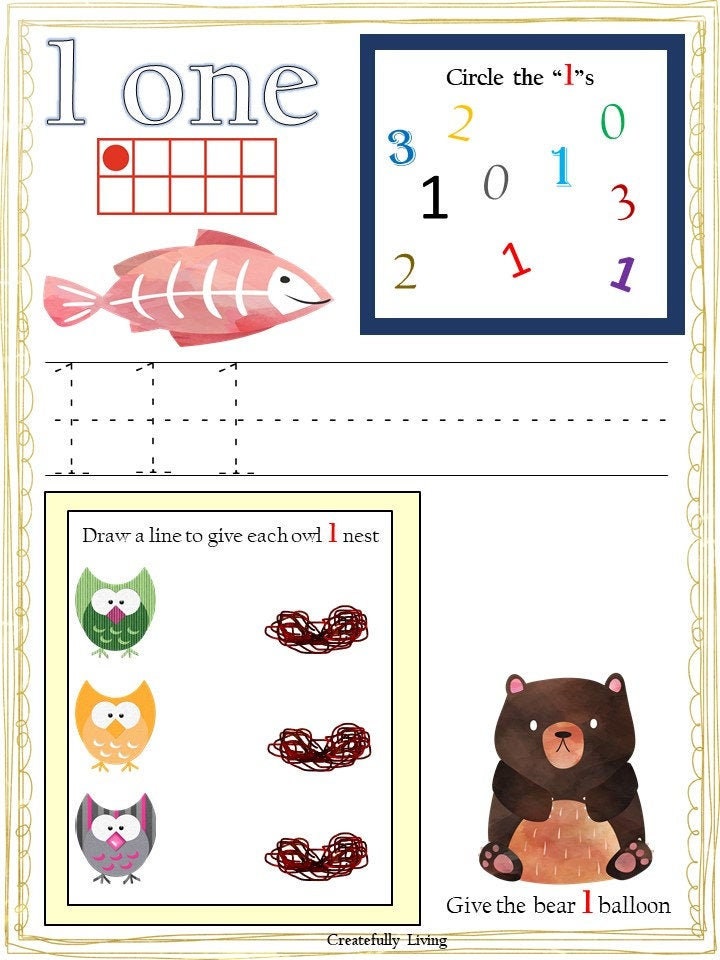 1-10 Learning Numbers Worksheets - Etsy