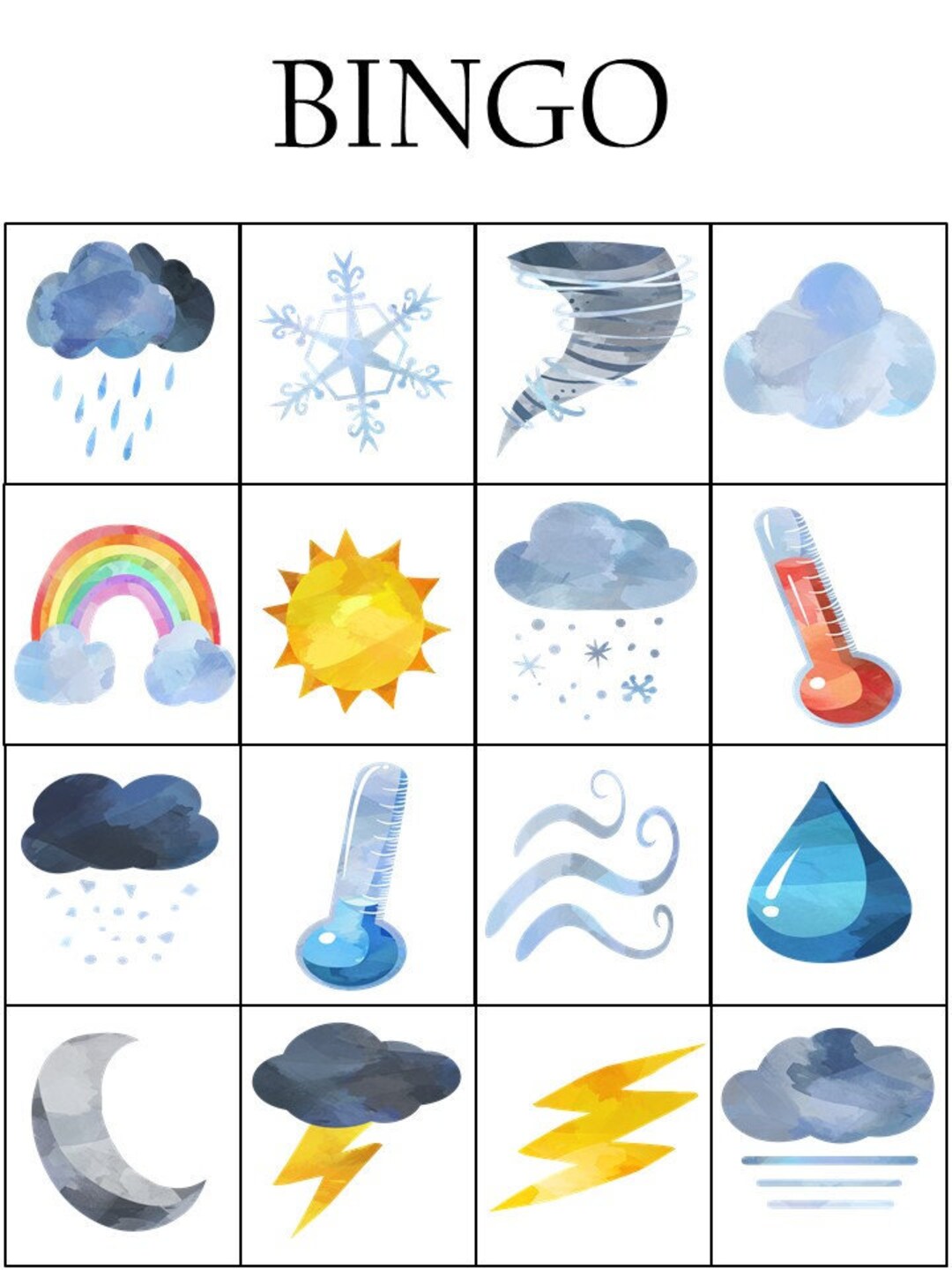 Weather BINGO and Memory Cards - Etsy