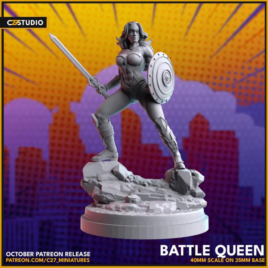 Battle Queen - 40mm Scale - C27 Miniatures - MCP Proxy - Etsy