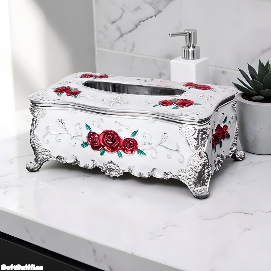 Vintage Decorative Tissue Box Cover | Elegant Bathroom Tissue Holder ...