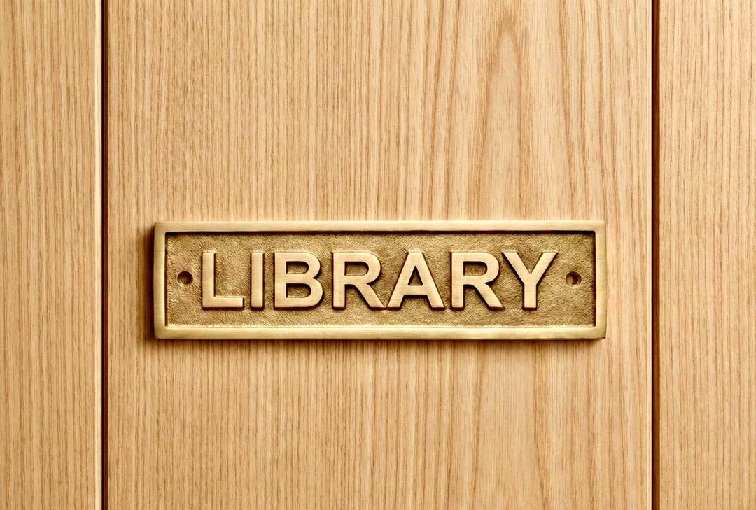 Vintage Style Brass 'LIBRARY' Sign – Dark Academia Decor - Etsy