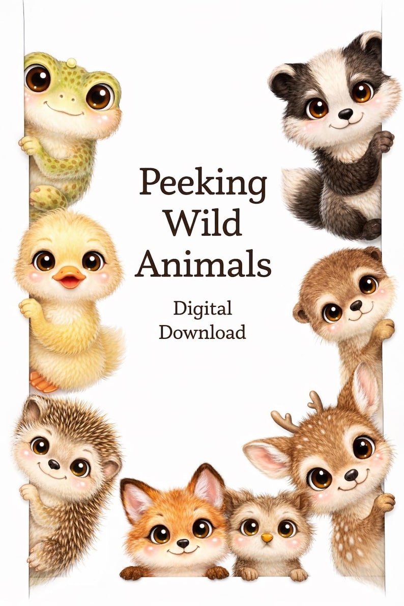 Peeking Wild Animals Digital Downloads, Clipart, Sublimation Designs ...