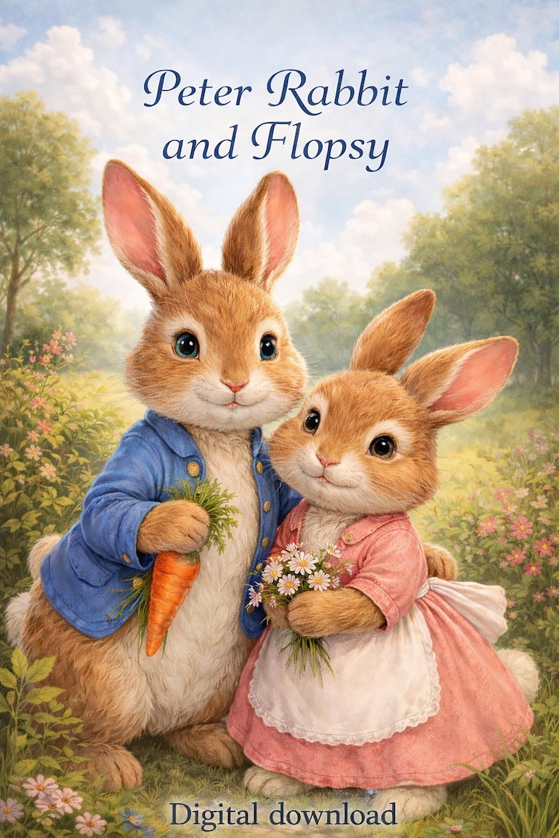 Peter Rabbit and Flopsy Character Digital Downloads, Clipart ...