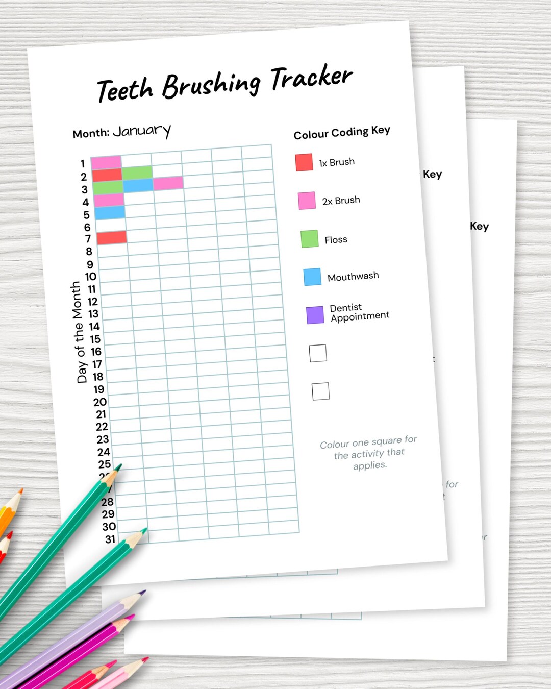 Monthly Teeth Brushing Tracker - Etsy