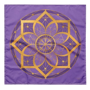 Purple and Gold Sacred Geometry Altar Cloth & Crystal Grid - “crown ...