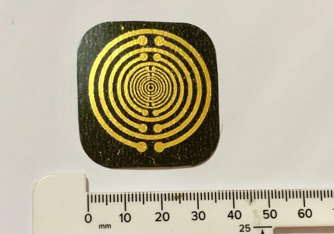Lakhovsky Coil Disc, MWO, 3.8cm Gold Foil on Black Laminated Card ...