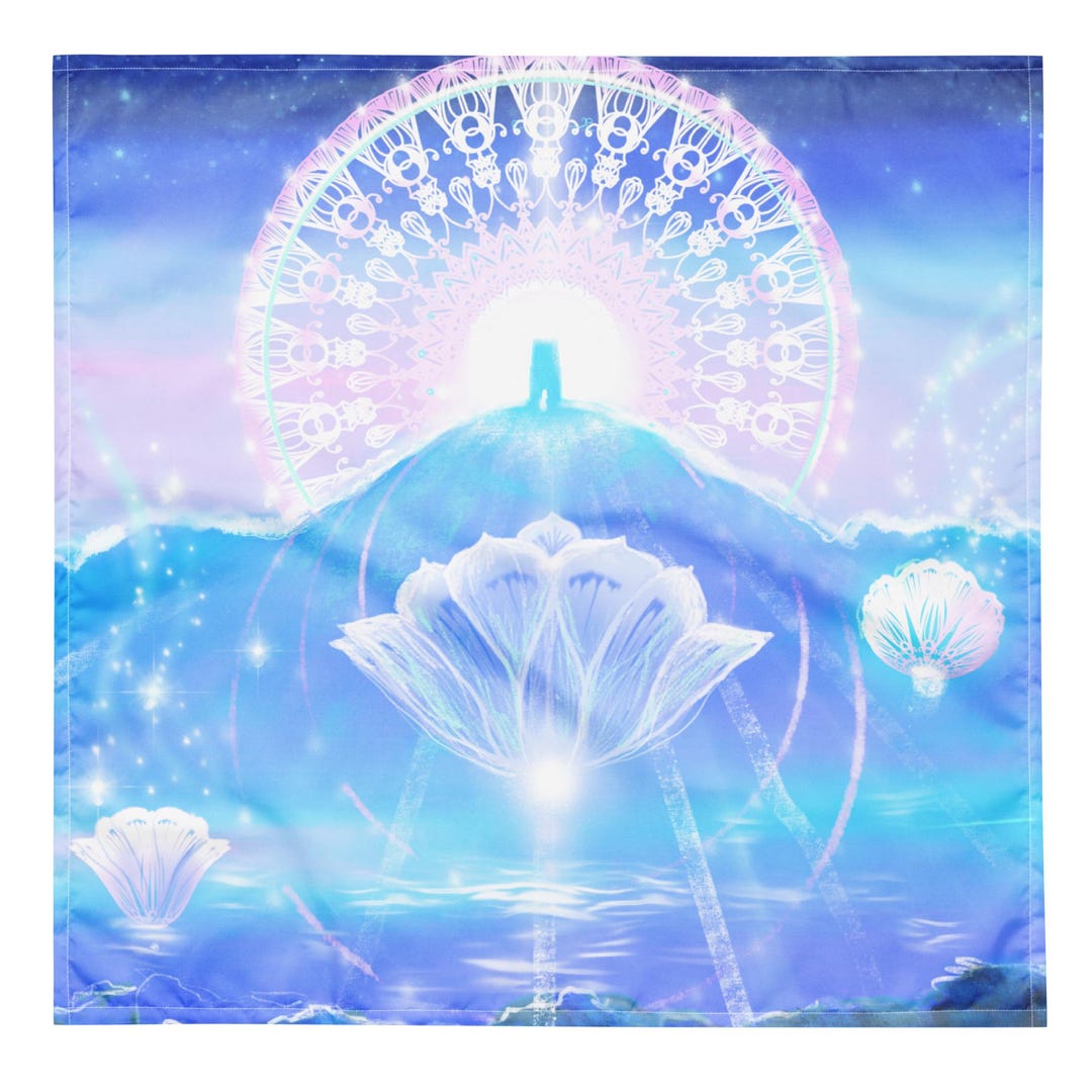 Peaceful Glastonbury Tor in Pastel Blue and Pink Altar Cloth & Crystal ...