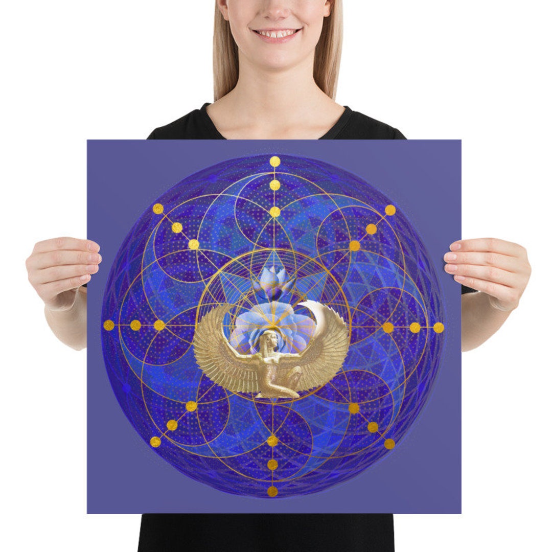 Blue Lotus and Goddess Isis Square Matte Museum Quality Paper Print - Etsy