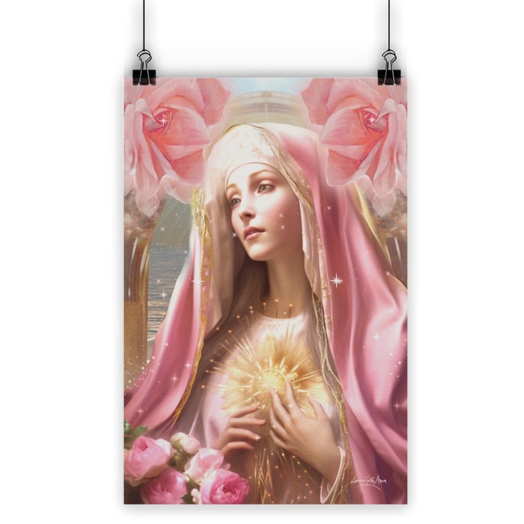 Mother Mary in Pink Cloak Classic Poster - Etsy