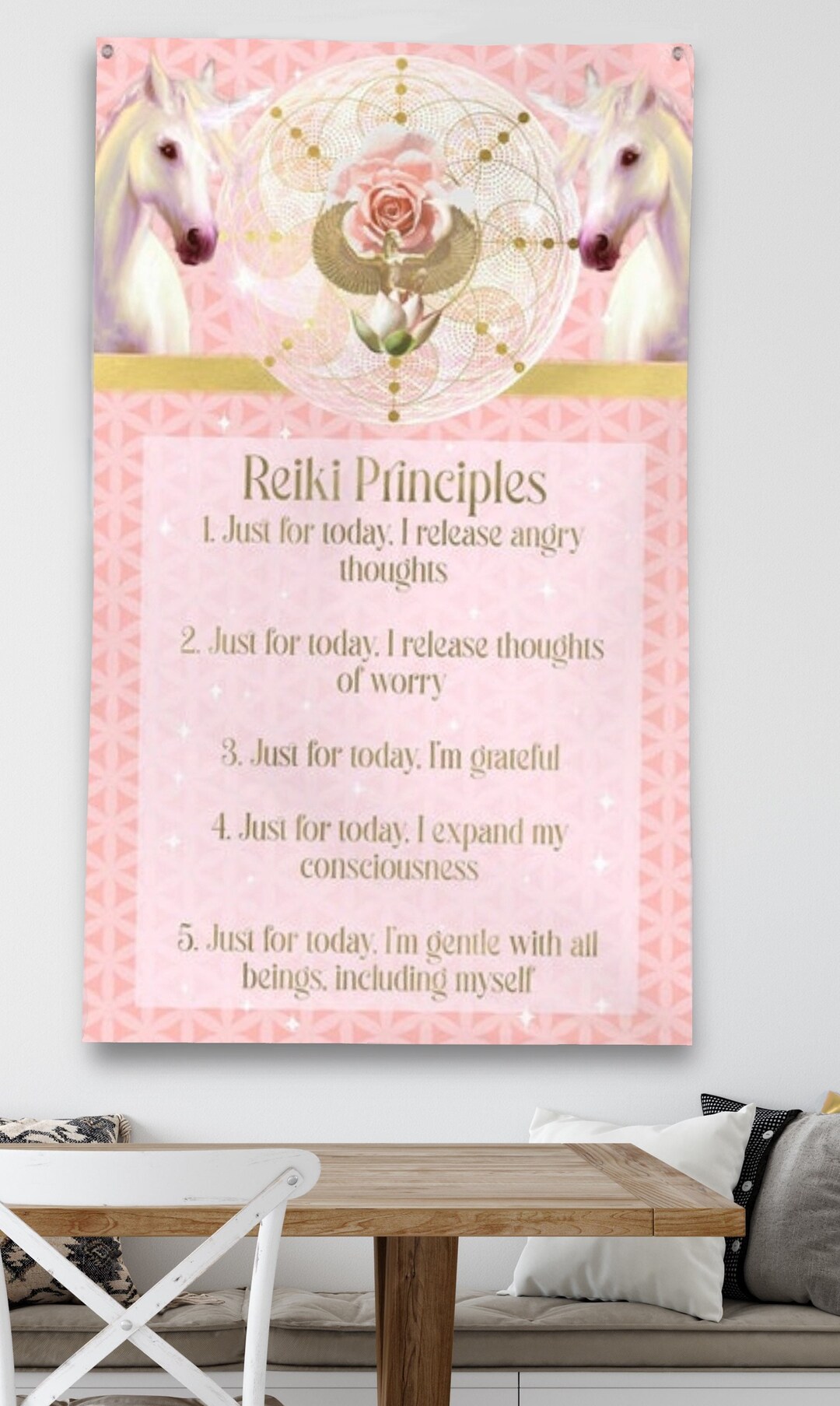 Reiki Principles Wall Hanging, Festival Flag - Etsy