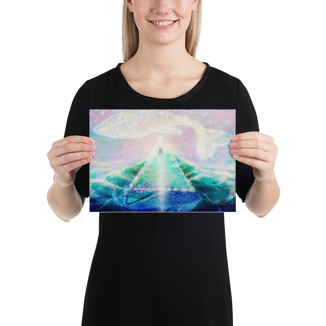 Pastel Colour Wall Art, Magical Visionary Art, Whales on the Tor ...