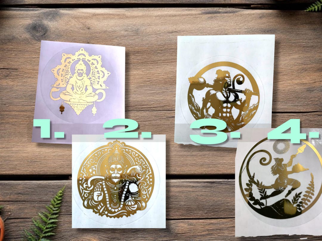 Gold Hanuman Stickers, Hindu Art for Car, Spiritual Decor Hanuman Car ...