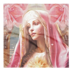 Divine Feminine Mary in Pink, Altar Cloth, “mary, Queen of Heaven ...