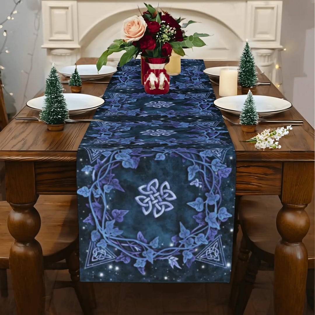Blue Celtic Polyester Table Runner, 72 X 17 Inches, 183 X 33 Cm - Etsy