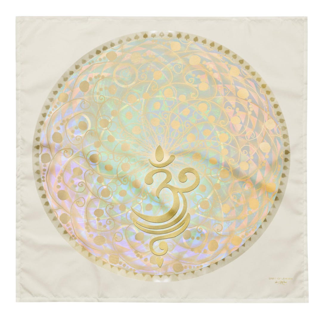 Cream and Gold Effect Altar Cloth & Crystal Grid - “sacred Aum” Insta ...