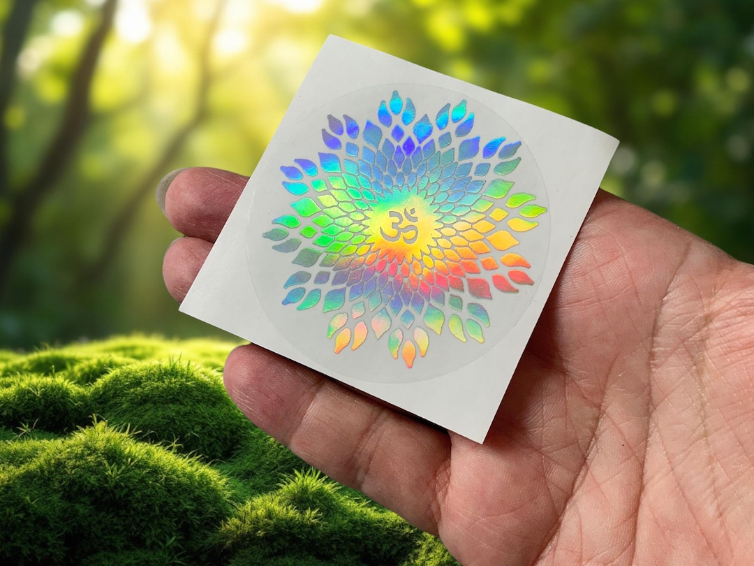 OM Radiant Sun Symbol Sticker: Sacred Geometry Foiled Decal (63.5mm ...