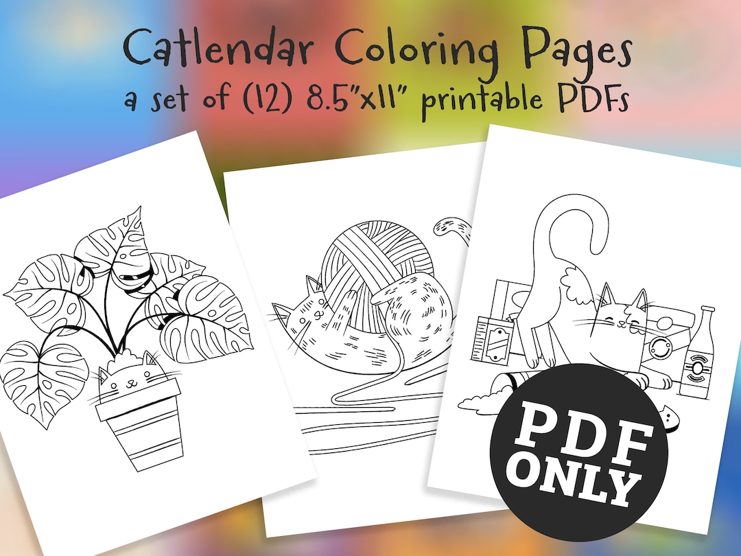 Printable Cat Coloring Pages, Whimsical Cat Illustrations, Cute Kitties ...