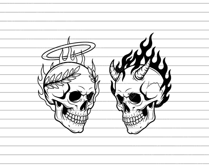 Angel Devil Side by Side Vector Illustration, Angel Devil SVG PNG JPG ...