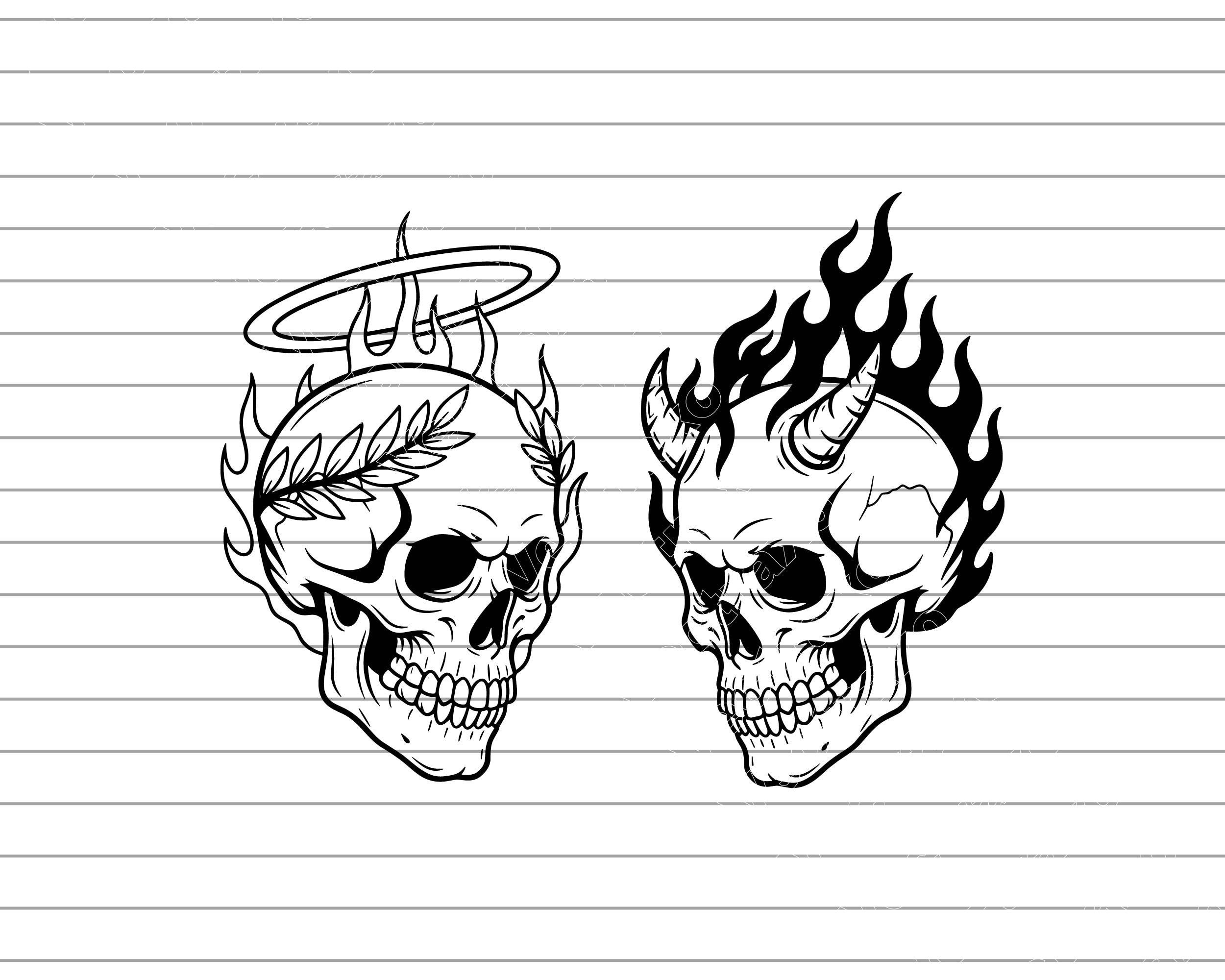 Angel Devil Side by Side Vector Illustration, Angel Devil SVG PNG JPG ...