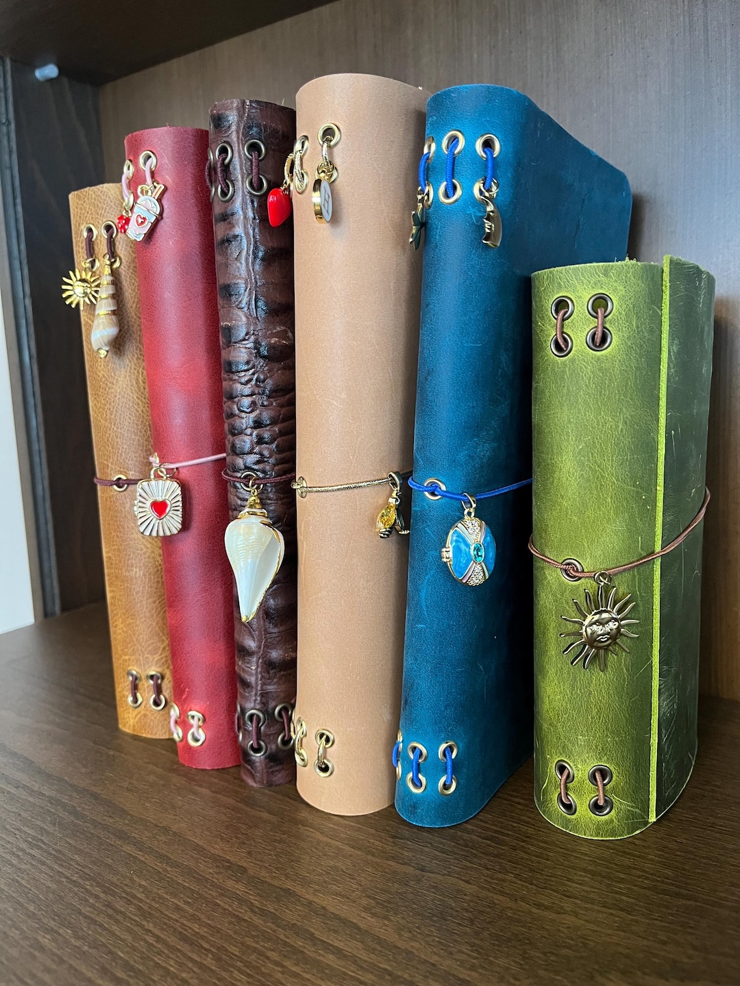 A5 Handmade Personalized Leather Journal Cover, Refillable With Charms ...