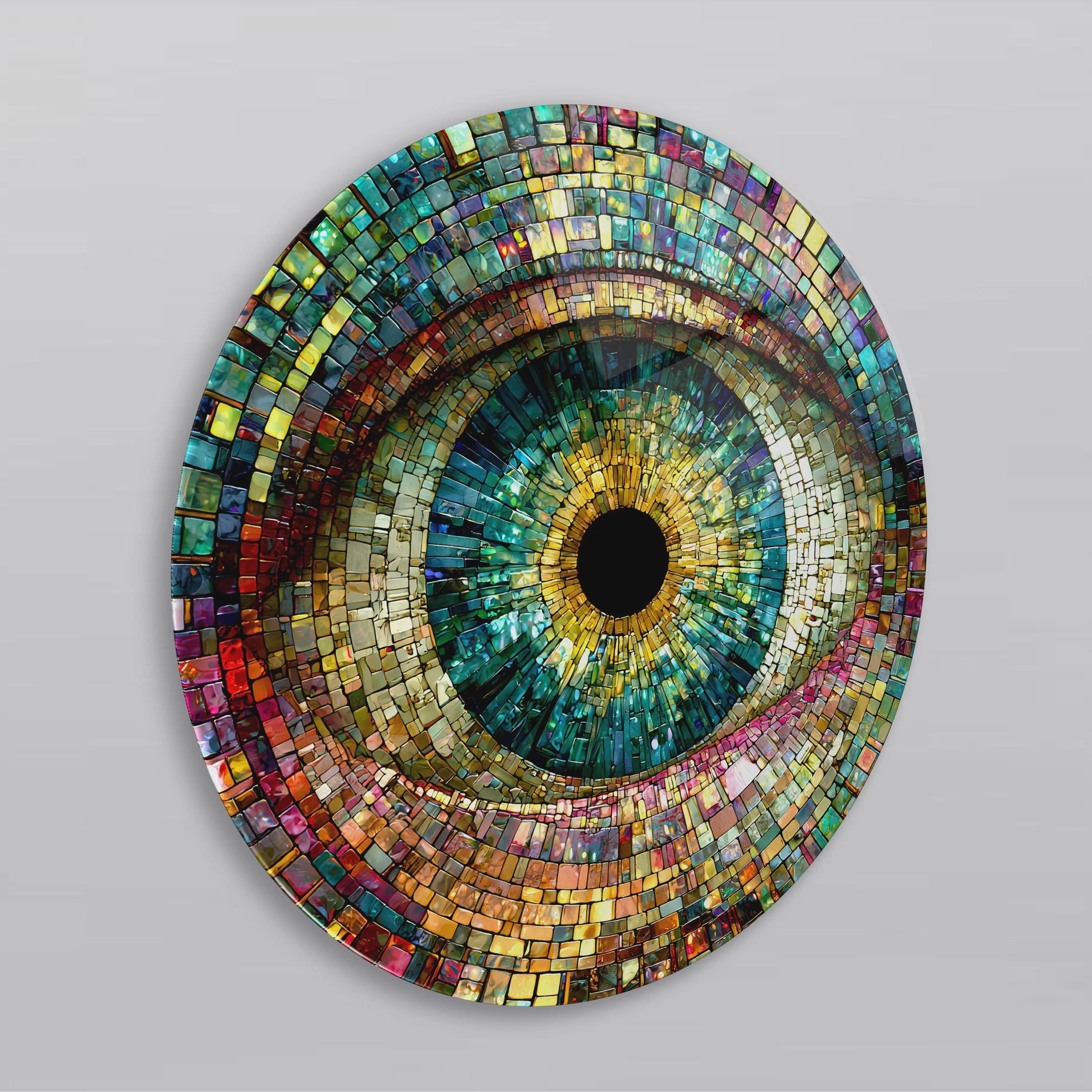 Round Mosaic “eye Iris” Glass Wall Art – Colorful Modern Home Decor - Etsy